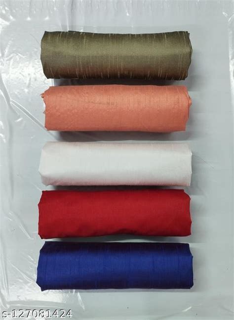 Pack Of 5 Dupion Silk Blouse Pieces