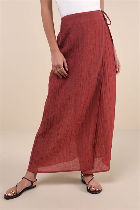 Rusty Rose Skirt Textured Midi Skirt Wrap Midi Skirt Skirt Lulus