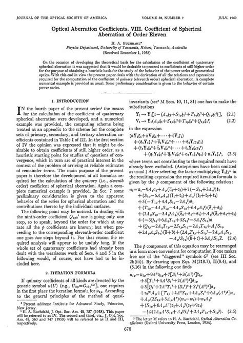 Pdf Optical Aberration Coefficients Viii Coefficient Of Spherical