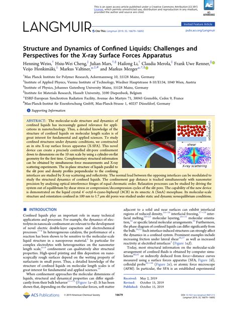 Pdf Structure And Dynamics Of Confined Liquids Challenges And