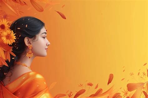 Una Hermosa Mujer India Con Un Saree Tradicional Indio Ugadi O Gudi