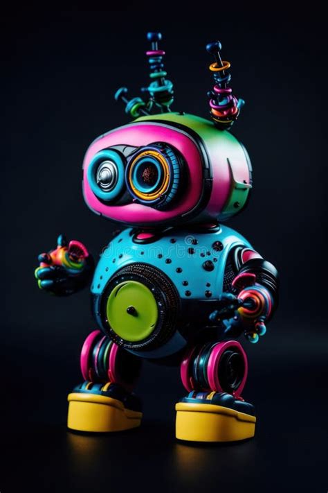 A Colorful Robot With A Black Background Ai Generative Image Stock