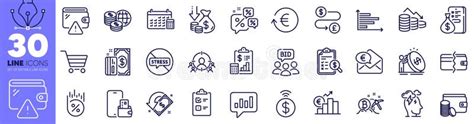 Report Payment Method And Payment Line Icons Pack For Web App Vector Stock Vector