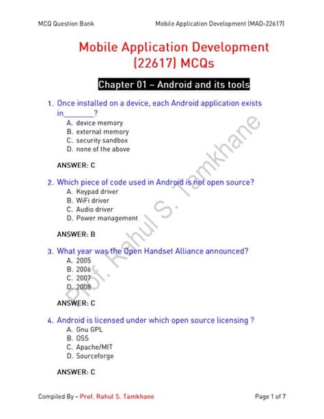 Mad 22617 Mcq Question Bank Unit I Pdf