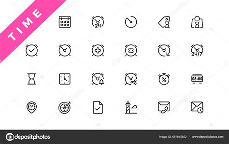 Time Clock Calendar Timer Line Icons Stock Vector By ©artnazu 667045892