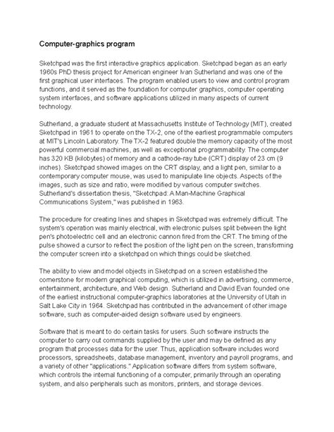 Computer Graphics Program Computer Graphics Program Sketchpad Was The