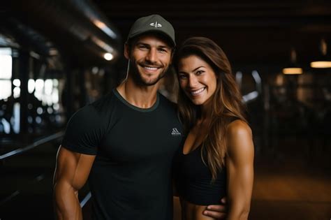 Premium Ai Image Athletic Couple Poses Sporting Smiles And Displaying