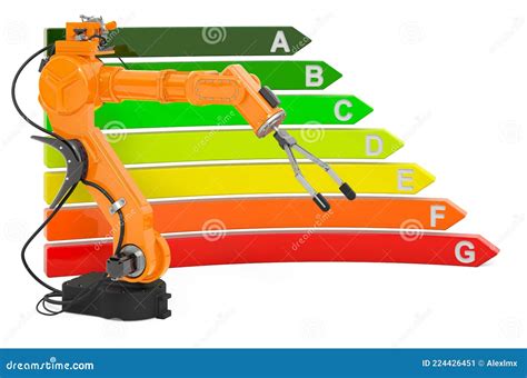 Robotic Arm With Energy Efficiency Chart D Rendering Stock Illustration Illustration Of