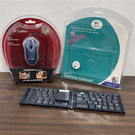 Blazing Auctions Nib Logitech Folding Typeaway Keyboard W Labtec Portable Optical Mouse