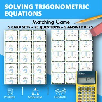 Solving Trigonometric Equations Matching Activity By Qwizy TPT