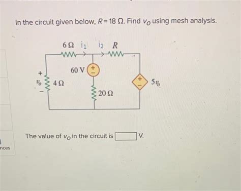 Solved In The Circuit Given Below R 18 12 Find Vo Using