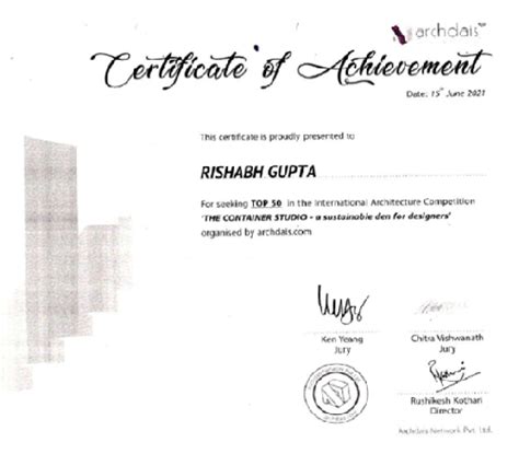 Mr Rishabh Gupta Received Certificate Of Achievement In International