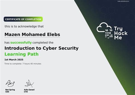 Completed Tryhackme Cybersecurity Certification Mazen Elebs Posted On The Topic Linkedin