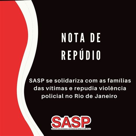 Nota Sasp Se Solidariza Com As Famílias Das Vítimas E Repudia