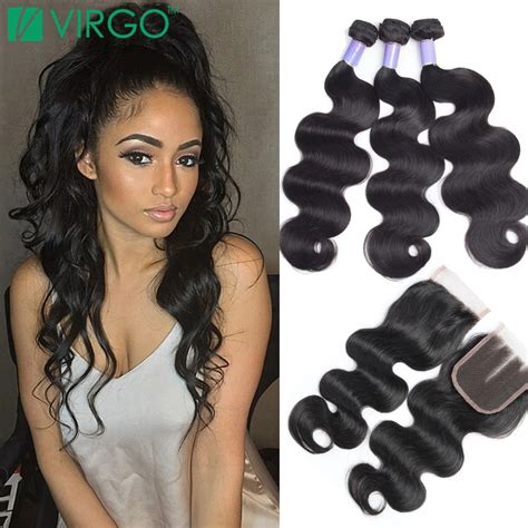 Indian Virgin Hair With Closure Body Wave Mink 8A Raw Indian Human Hair