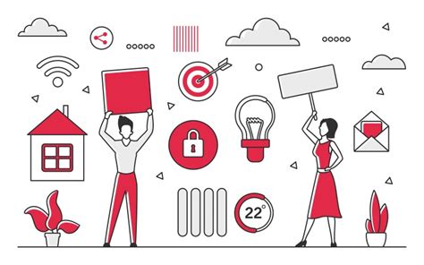 Smart Home System Icons Set Flat Design Style Vector Image