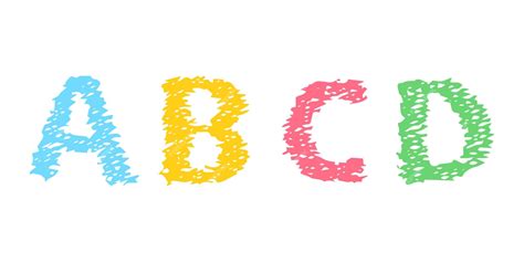 손으로 그린 라틴 알파벳 문자 Abcd 대문자 현대 글꼴 및 서체 흰색 바탕에 여러 기호입니다 벡터 일러스트 레이 션