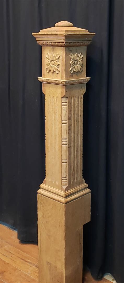 Restored Ornate Solid Oak Newel Post 54 12 By 7 12 Ga9704