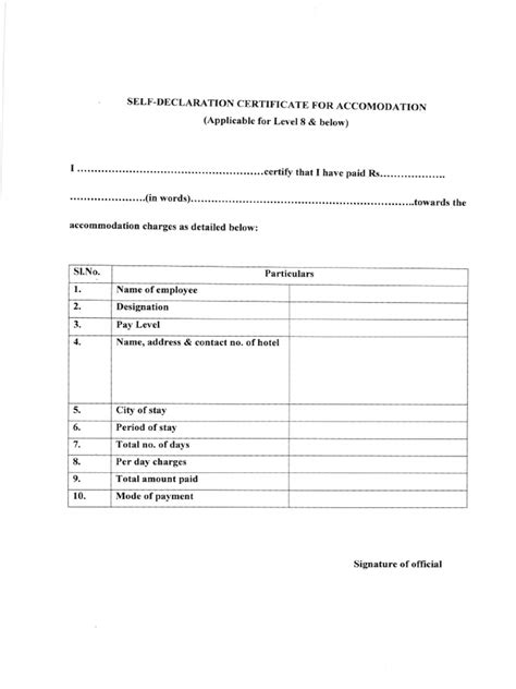 Self Declaration Cerrtificaqtion For Accomodation 20210806121226 Pdf