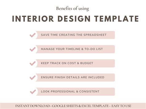 Interior Design Specification Sheet Template Renovation Planner