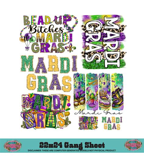 Mardi Gras Gang Sheet Sweet Southern Transfers Llc