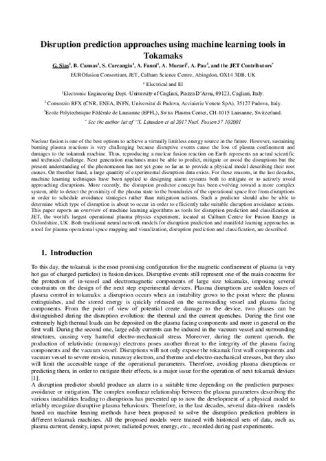 Pdf Disruption Prediction Approaches Using Machine Learning Tools In