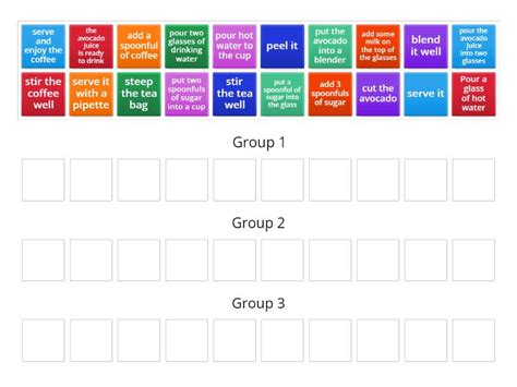 Procedure Text Recipe Group Sort