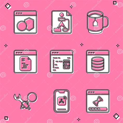 Set Software Flowchart Cup Tea With Tea Bag Server Data Web
