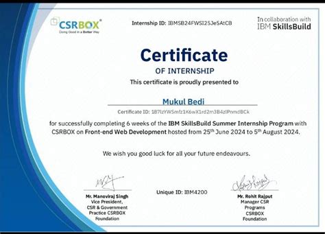 Mukul Bedi On Linkedin Frontenddevelopment Ibminternship Techgrowth