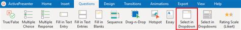 how to create select in dropdown questions in activepresenter 9 radio