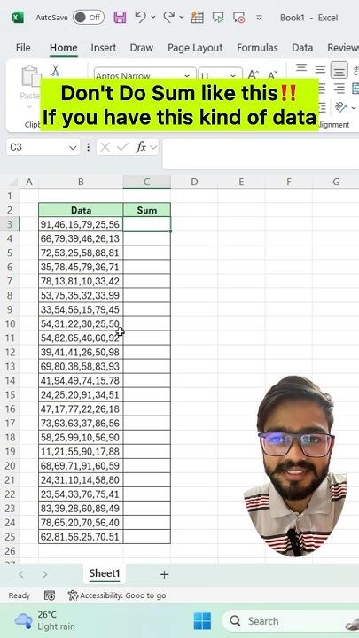 Dont Sum In Excel Like This‼️instead Use Amazing Function Exceltips