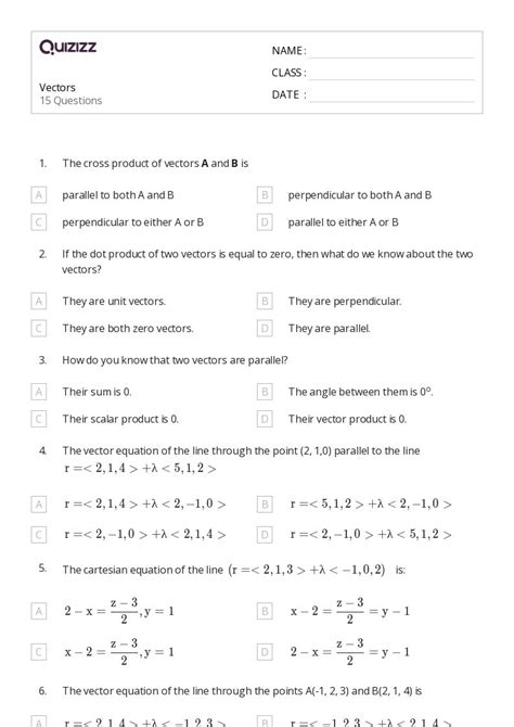 50 Vectors Worksheets On Quizizz Free And Printable