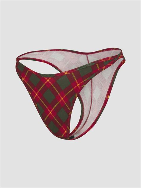 Cotton Essentials String Bikini Panty In Green And Multi And Red Savage X