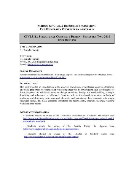 Civl3112 Structural Concrete Design 2010 The University Of