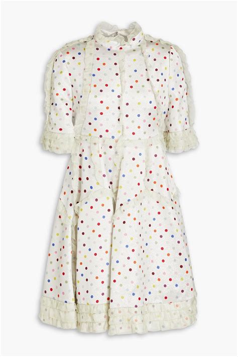 Valentino Garavani Metallic Polka Dot Silk Crepe Mini Dress The Outnet