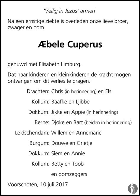 Æbele Cuperus 10 07 2017 Overlijdensbericht En Condoleances Mensenlinqnl