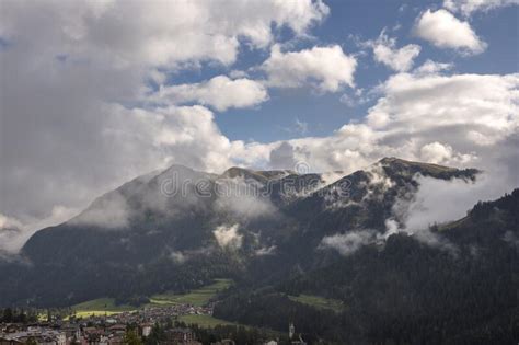 Landscape And Houses In Vigo Di Fassa In Trentino Alto Adige Stock