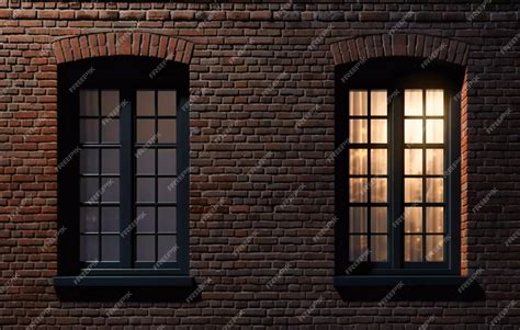 Premium Photo Two Separate Windows On A Wall With A Bricked Exterior