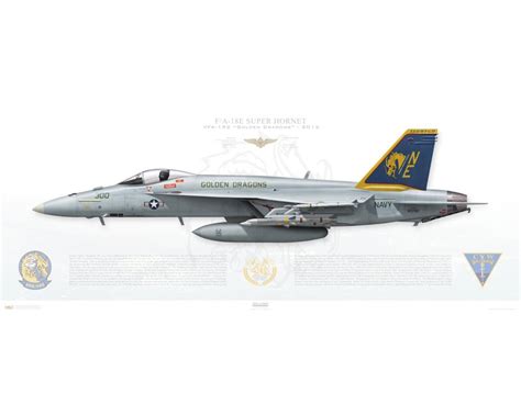 Aircraft Profile Print Of Fa 18e Super Hornet Vfa 192 Golden Dragons