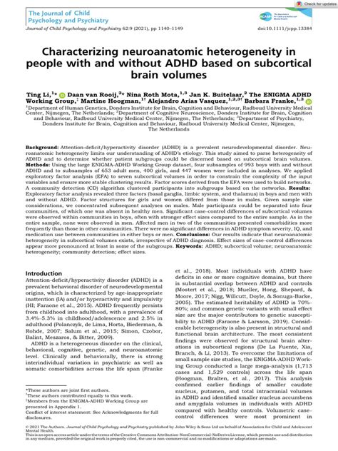 Characterizing Neuroanatomic Heterogeneity In People With And Without Adhd Based Pdf