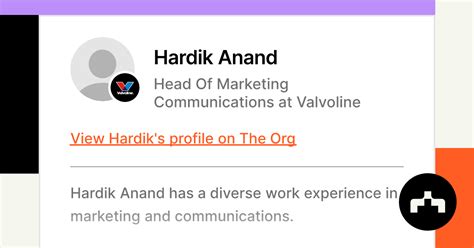 Hardik Anand Head Of Marketing Communications At Valvoline The Org