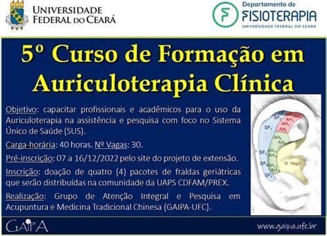 5º Curso De Formação Em Auriculoterapia Clínica Inscrições Agenda Ufc