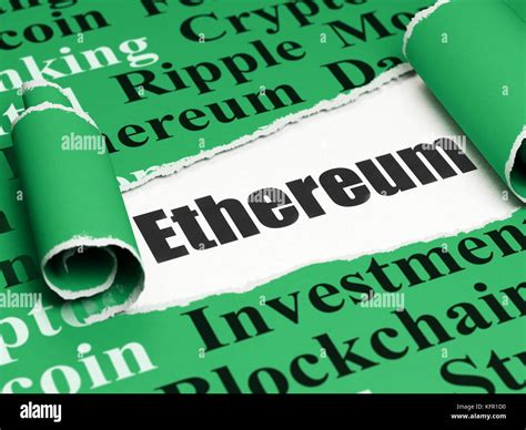 Blockchain Concept Black Text Ethereum Under The Piece Of Torn Paper