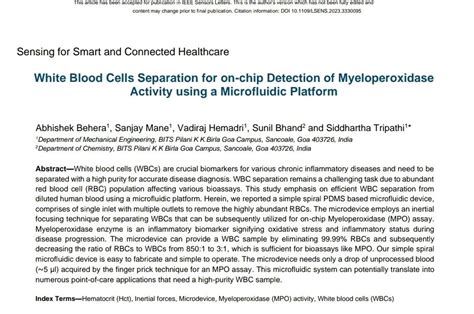 Wbc Microfluidics Pointofcare Abhishek Behera