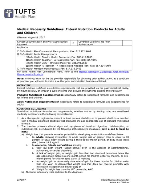 Fillable Online Medical Necessity Guidelines Enteral Nutrition