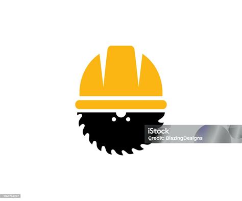 헬멧과 원형 톱날 안전 및 보호 목수 작업복 헬멧 건설 및 원형 톱 블레이드 벡터 디자인 및 그림 개발에 대한 스톡 벡터 아트 및 기타 이미지 Istock