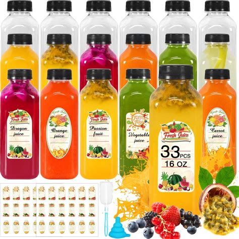 100 Pcs 2oz Small Clear Plastic Juice Bottles With Lid For