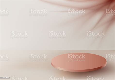 3d 현실적인 빈 연단 열대 야자수 잎의 그림자 베이지색 배경에 최소 벽 장면 0명에 대한 스톡 벡터 아트 및 기타 이미지