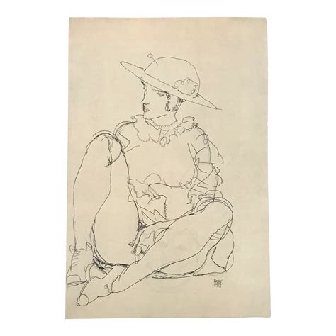 1981 Egon Schiele 38 Print Of Girl With Hat Chairish