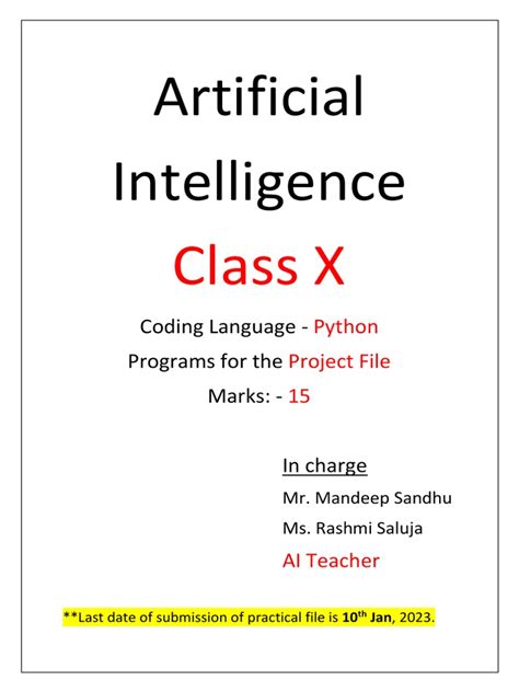 Resource 20221222142529 Class X Ai Python Project File Pdf